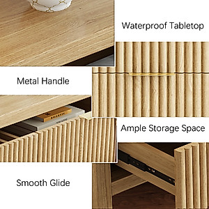 JZXSHD 9 Drawers Dresser, Modern Large Chest Mid Century Modern Dresser TV Stand, Storage Organizer Dresser with Solid Natural Wood Legs for Bedroom, Living Room, Hallway, Natural Oak