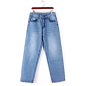 EnllerviiD Men's Relaxed Fit Classic Jeans - Loose Fashion Baggy Comfort Plain Hip Hop Denim Pants 022-34