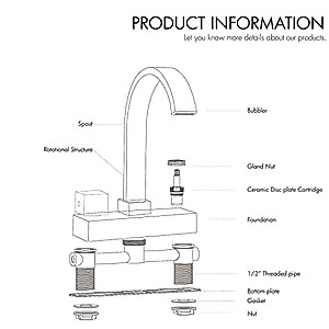 SOLVEX Waterfall Bathroom Faucet 2 Handle,4 Inch Centerset Bathroom Sink Faucet,3 Hole Bathroom Faucet Brushed Nickel,Bathroom Basin Faucet with Deck Mounted Square Handle,SP-40060-2