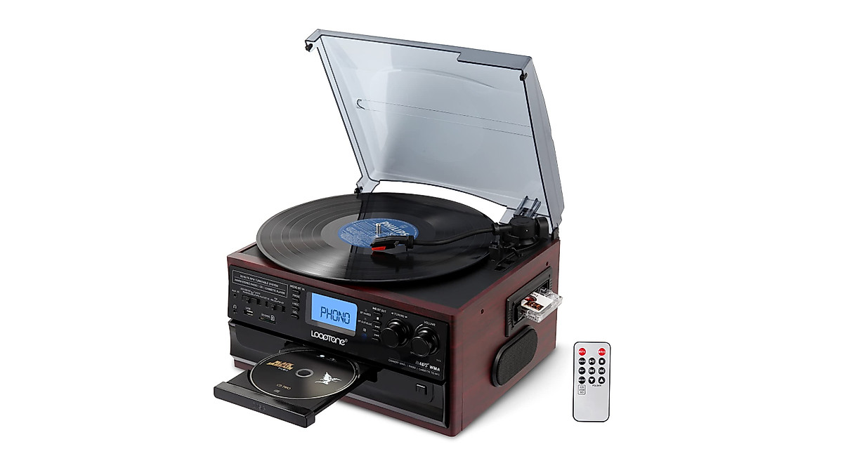 LoopTone 10-in-1 Bluetooth Vintage Record Player & MP3 Recorder