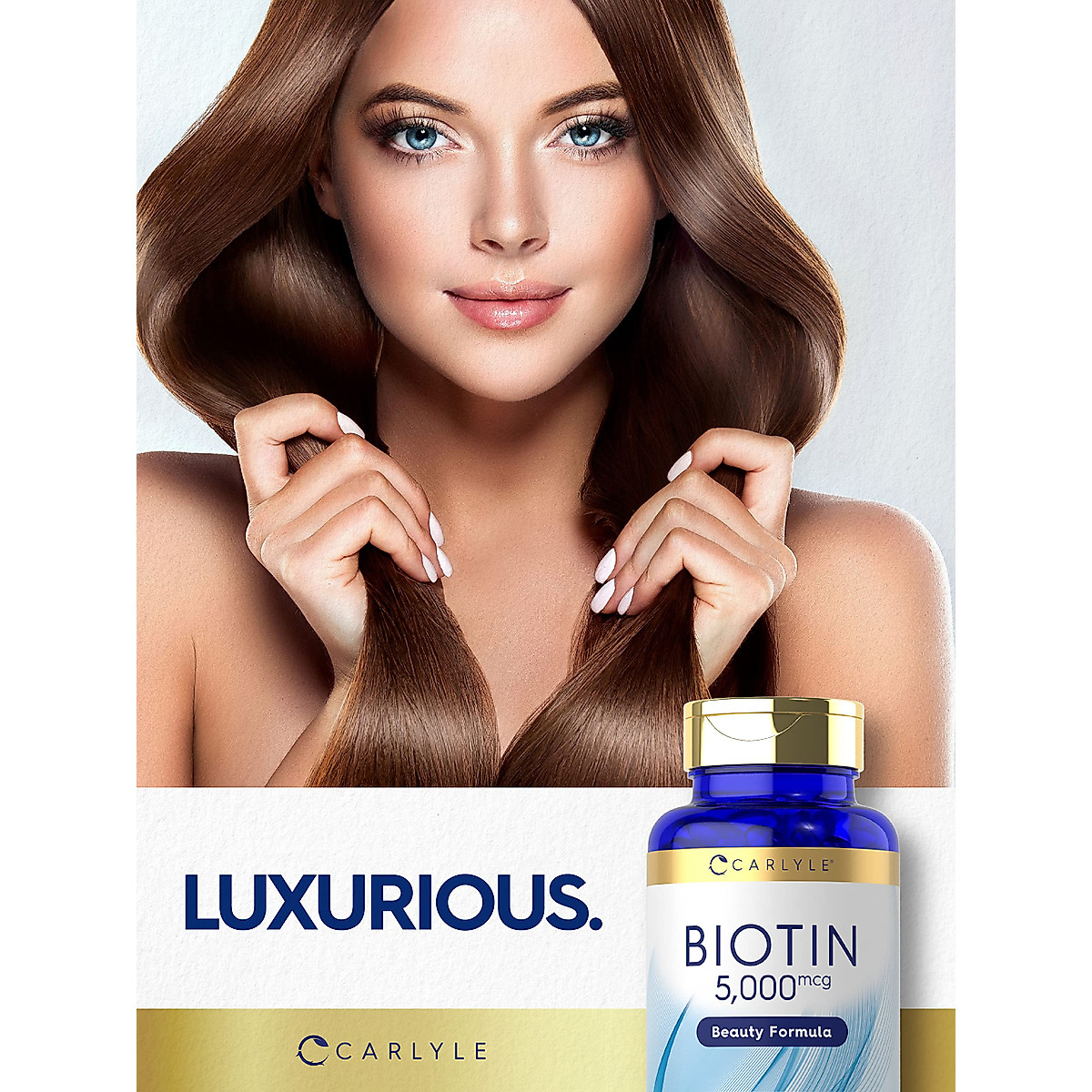 Carlyle Biotin 5000mcg Softgels | 200 Count | Vitamins for Hair Skin and Nails | Non-GMO, Gluten Free Supplement