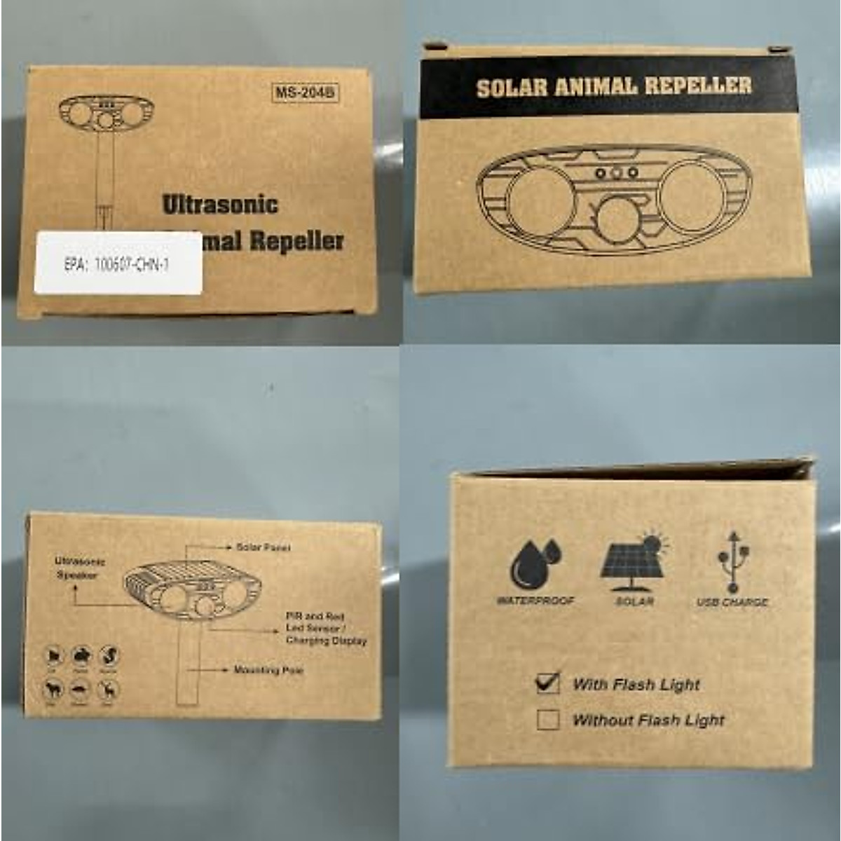 2Pcs Ultrasonic Animal Repellent Outdoor Solar Animal Repeller with Motion Sensor&LED Strobe Light Cat Deterrent to Scare Cat Deer Squirrel Dog Bird Raccoon Rabbit Skunk Repellent for Yard