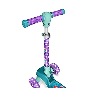 Jetson Little Mermaid LED Light-Up Wheels Scooter for Kids, Height-Adjustable, Easy Folding