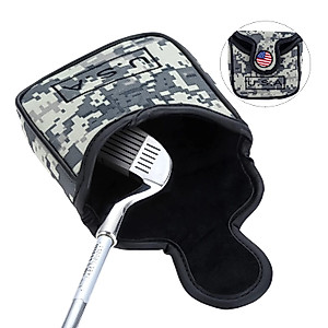 SEACLOUD 1Pc Camouflage Golf Club Mallet Putter Head Cover Waterproof Durable Nylon USA Flag Headcover Protector Bag Square Shape