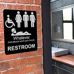 Just Please Wash Your Hands Sign - Inclusive Sign for Bathroom Door, Funny Bathroom Sign Bathroom Wall Decor - Alien Decor, Men, Womens, Handicap, Transgender Bathroom Sign, Bathroom Decor - 8.5"x10"