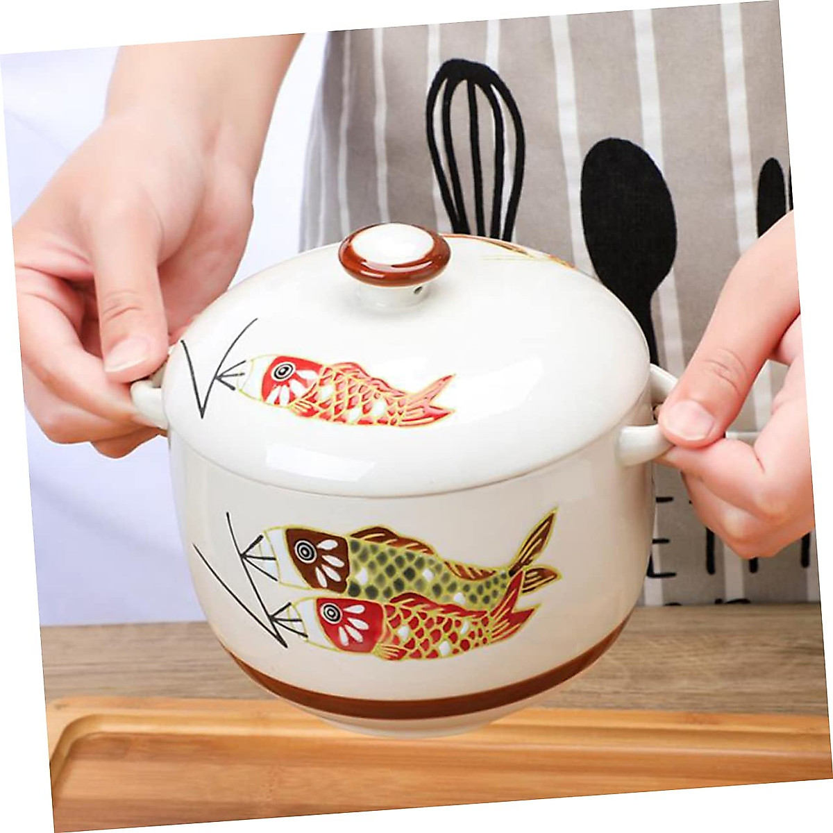 1pc Ceramic Small Crock Soup Cup Ceramic Kitchenware Ceramic Stew Pot Ceramic Stew Cup Dessert Cup with Lid Ceramic Soup Bowl Ceramic Bowl Steaming Bowl Kitchen Tableware