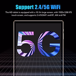 Jectse 10.1 Inch Tablet, 5G 2.4G WiFi 11 Tablet, 6GB RAM 128GB ROM Octa Core Tablet, Dual Camera, 5800mAh Portable Computer Tablet, Golden