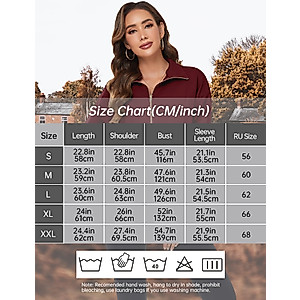 ANGGREK Women's Half Zip Sweatshirts Long Sleeve Cropped Pullover Hoodies Casual Y2K Winter Clothes,Wine Red,Large