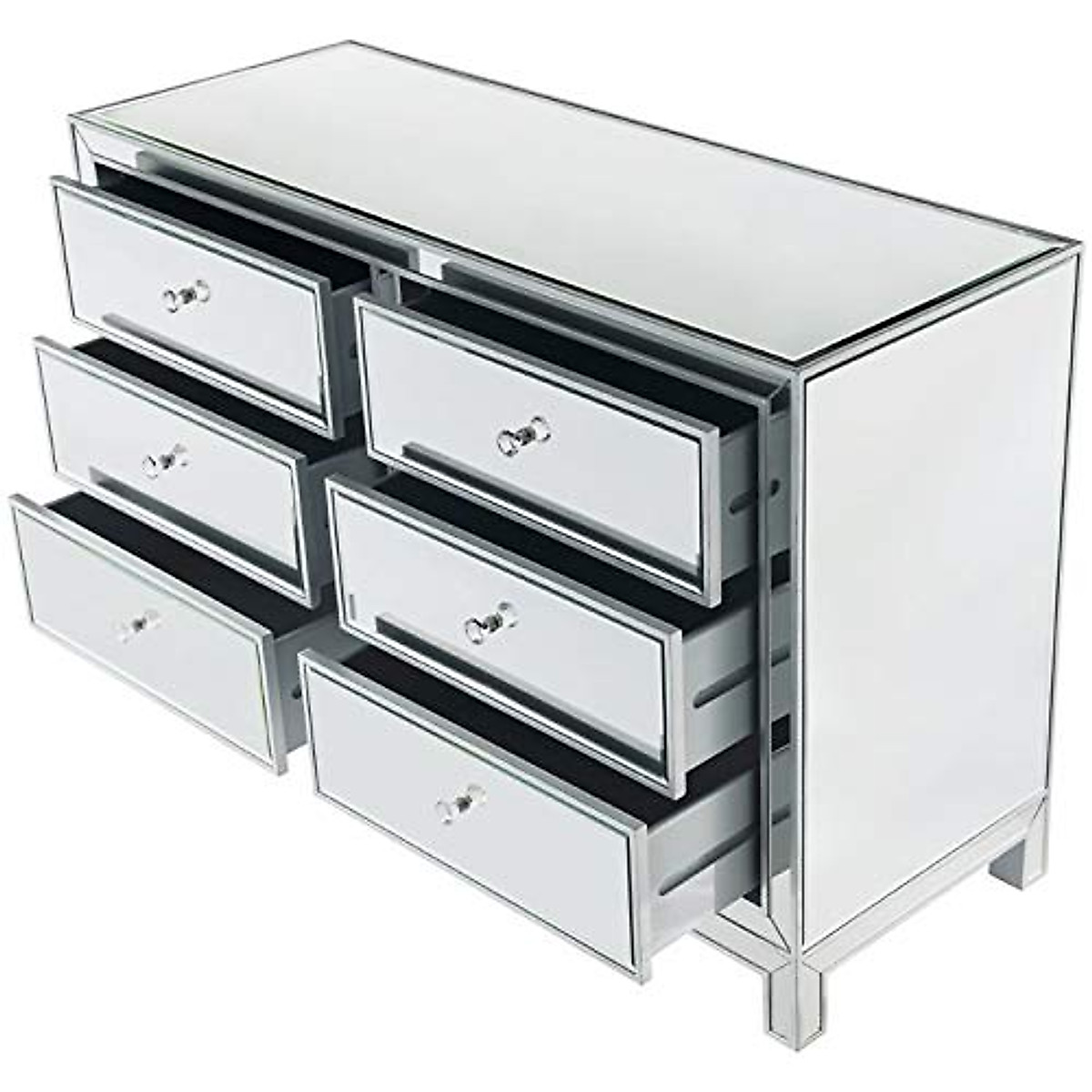 Elegant Decor Dresser 6 Drawers 48in. W x 18in. Din. x 32in. H in Antique Silver Paint