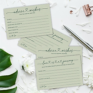 Wedding Advice Cards -Pack Of 30 Wishes For The New Mr & Mrs Wedding,Love Is A Journey Cards - Bride and Groom Newlyweds Bridal Shower Party Decoration,Games(Green) - A05