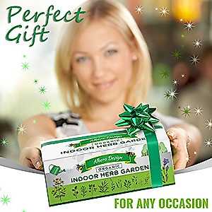 Indoor Herb Garden Kit Complete Kitchen Windowsill Herb Garden - Ceramic Pots, Wondersoil, Bamboo Saucers and Markers - Indoor Organic Herb Gardening Gifts DIY Kits for Women and Men