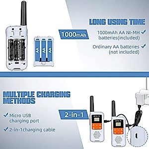 Retevis RT49B Walkie Talkies Rechargeable, Portable FRS Two-Way Radios, Mini Walkie Talkie Long Range, NOAA, Easy to Use Walkie Talkies for Adults, 2 Way Radio White 2 Pack Camping