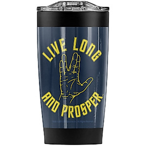 LOGOVISION Star Trek Live Long Hand Stainless Steel Tumbler 20 oz Coffee Travel Mug/Cup, Vacuum Insulated & Double Wall with Leakproof Sliding Lid | Great for Hot Drinks and Cold Beverages
