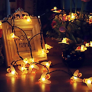 Solar Honeybee String Lights, 21Ft 30 LED Solar Powered Bee String Lights Outdoor Honeybee Fairy String Lights for Home,Gardens,Park,Patios Decoration.