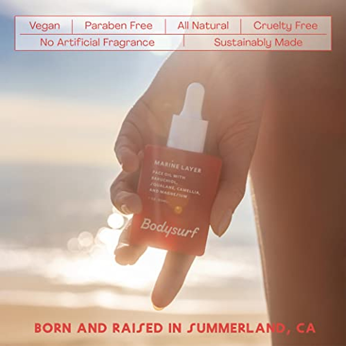 Bodysurf Face Oil, Marine Layer | Natural Retinol Alternative Facial Oil with Squalane, Niacinamide, Bakuchiol | Lightweight and Hydrating Face Oil for Women