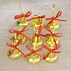 ULTNICE 9 Pcs Christmas Tree Small Golden Bells Festival Hanging Pendant Decor