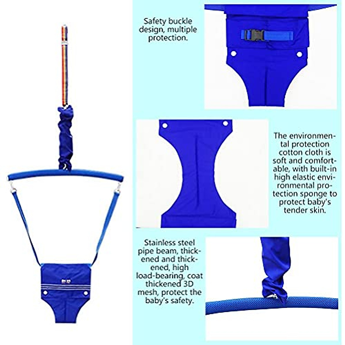 ZSQSM Baby Door Jumper Swing Door Frame Playful Baby Bouncer Portable Foldable Stand Scientific Saddle for Active Babies Baby Swing Hammock Seat Joyful Baby Exerciser, Pink