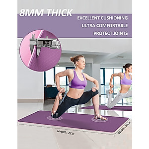 innhom Women 1/3 inch Thick Yoga Mat for Men Exercise Mat Workout Mat for Yoga Pilates Home Gym Non Slip with Carrying Strap, Dark Purple/Pink