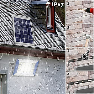 Lmhaichao Solar Flood Lights, 75 LEDs 6500K Dusk to Dawn with Remote Control Solar Flood Lights Outdoor, IP67 Waterproof Solar Power Fflood Lights for Yard, Garden, Shed, Barn, Garage