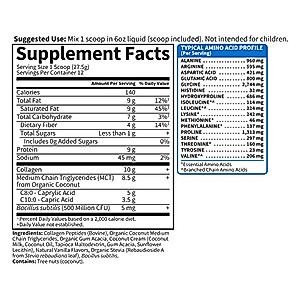 Garden of Life Grass Fed Collagen Creamer Powder - Creamy Vanilla, 12 Servings, Collagen Powder for Coffee Energy Beauty Joints, Collagen Peptides Powder, Coconut MCTs, Collagen Protein Supplements