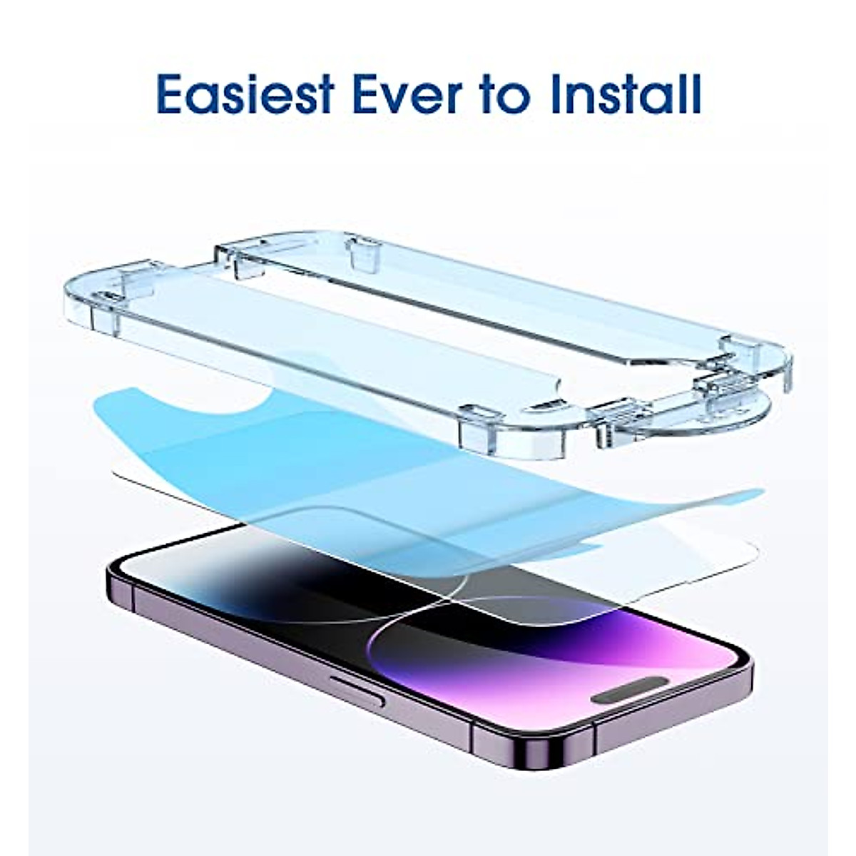 amFilm OneTouch Glass Screen Protector Compatible for iPhone 14 Pro 6.1 Inch 2022, Easiest Installation, Dynamic Island Compatible, Bubble Free and Full Coverage Case Friendly, Tempered Glass, 2 Pack