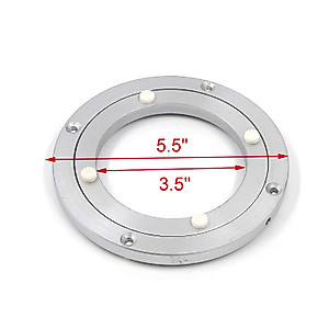 Geesatis Metal Lazy Susan Hardware 1 PCS Rotating Turntable Bearing Round Swivel Plate, Table Smooth Swivel Plate for Kitchen Dining Table Tabletop Show Displays, Heavy Loads, Silver, 5.5 inch