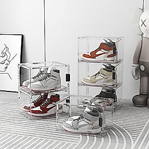 SEE SPRING Sneaker Cases for Sneakerheads Shoe Storage Boxes Clear Stackable Sneaker Display Boxes Shoe Organizers Fit up to Size 16 Containers Pack of 2