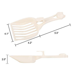 Depets Cat Litter Scoop, Litter Scoop with Wide Slats, Kitty Litter Scooper for Pine Pellets, Durable Plastic Litter Sifter Scoop - Designed for Easy Sifting, Milky White