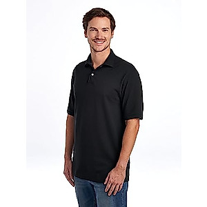 Jerzees Men's SpotShield Stain Resistant Polo Shirts (Short & Long, Short Sleeve-Black, 3X-Large