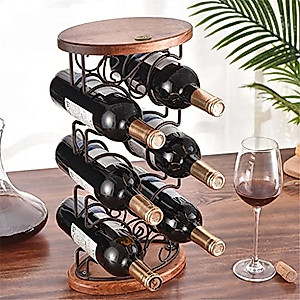 DOUBA Metal Barrel Wine Bottle Rack Decorative Wooden Bracket Wine Rack Home Wine Utensils bar Counter