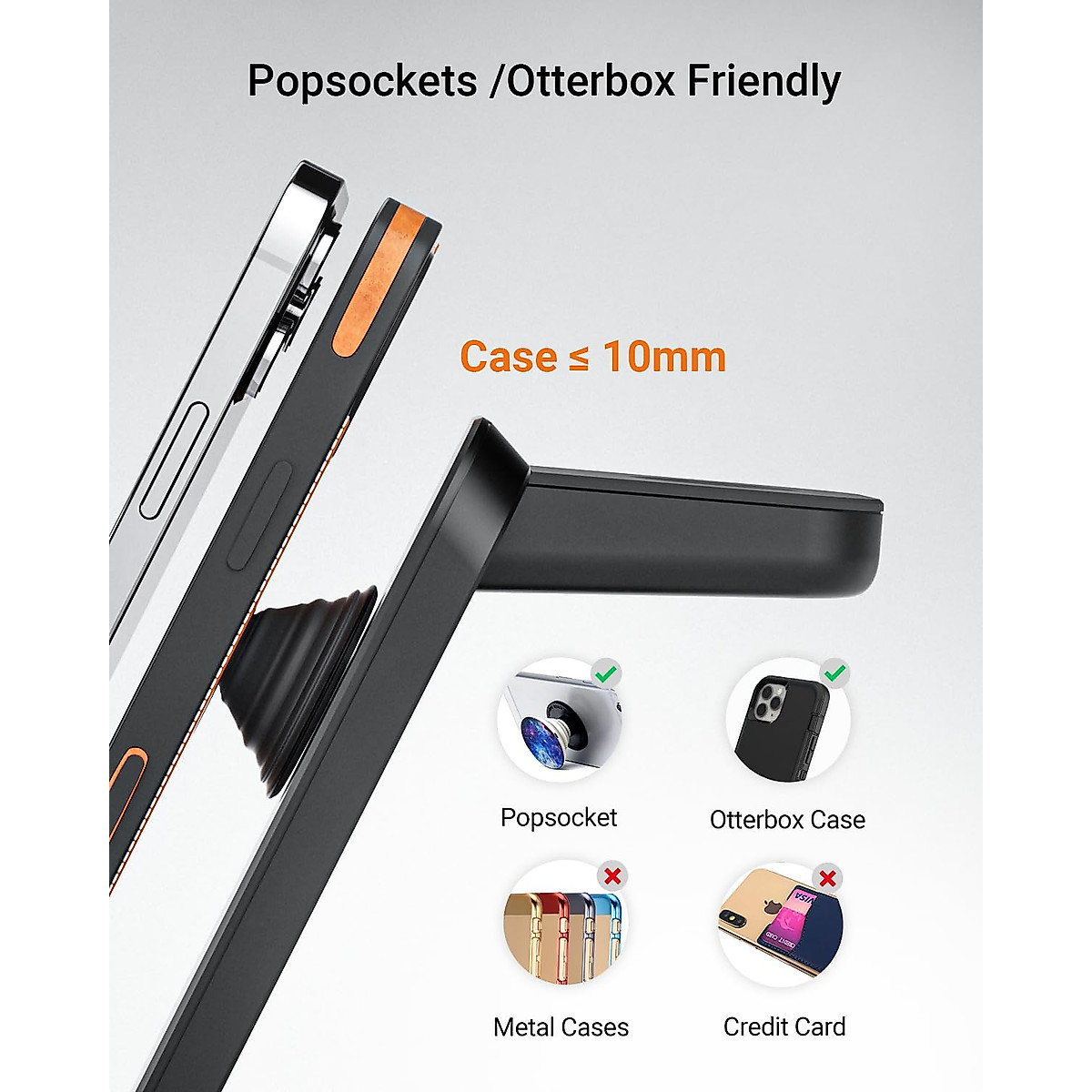 eazpower Wireless Charger for Thick Cases of 10MM/Otterbox/Popsocket Compatible, 3 in 1 Charging Dock for iPhone 15 14 13 12 11 Pro Max, Charging Station for Multiple Devices for Apple Watch/AirPods