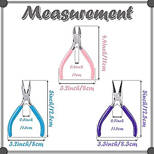 Jewelry Pliers, SONGIN 3 Pack Jewelry Pliers Set Tools Includes Needle Nose Pliers Round Nose Pliers Wire Cutters Chain Nose Pliers for Jewelry Making Repair, Wire Wrapping, Beading and Crafts