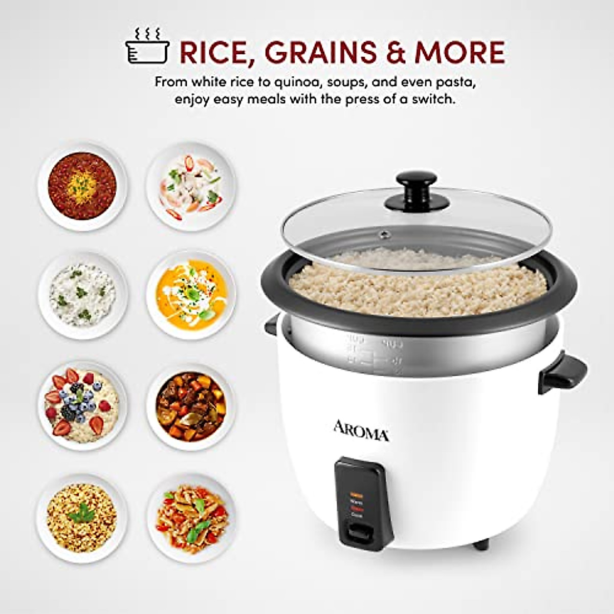 Aroma Housewares 32-Cup (Cooked) (16-Cup UNCOOKED) Pot Style Rice Cooker (ARC-7216NG) , White