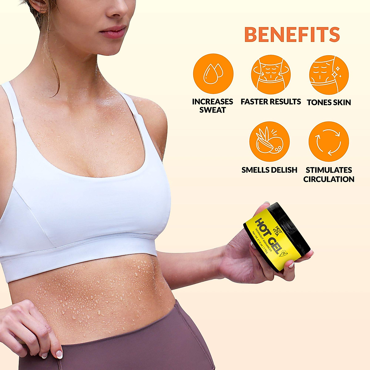 Hot Vita Hot Gel – Sweat Cream Workout Enhancer Belly Slimming Gel (4 oz)
