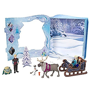 Mattel Disney Frozen Toy Set with 6 Key Characters, Classic Storybook Playset, 4 Small Dolls, 2 Figures & Accessories, Inspired by the Movie