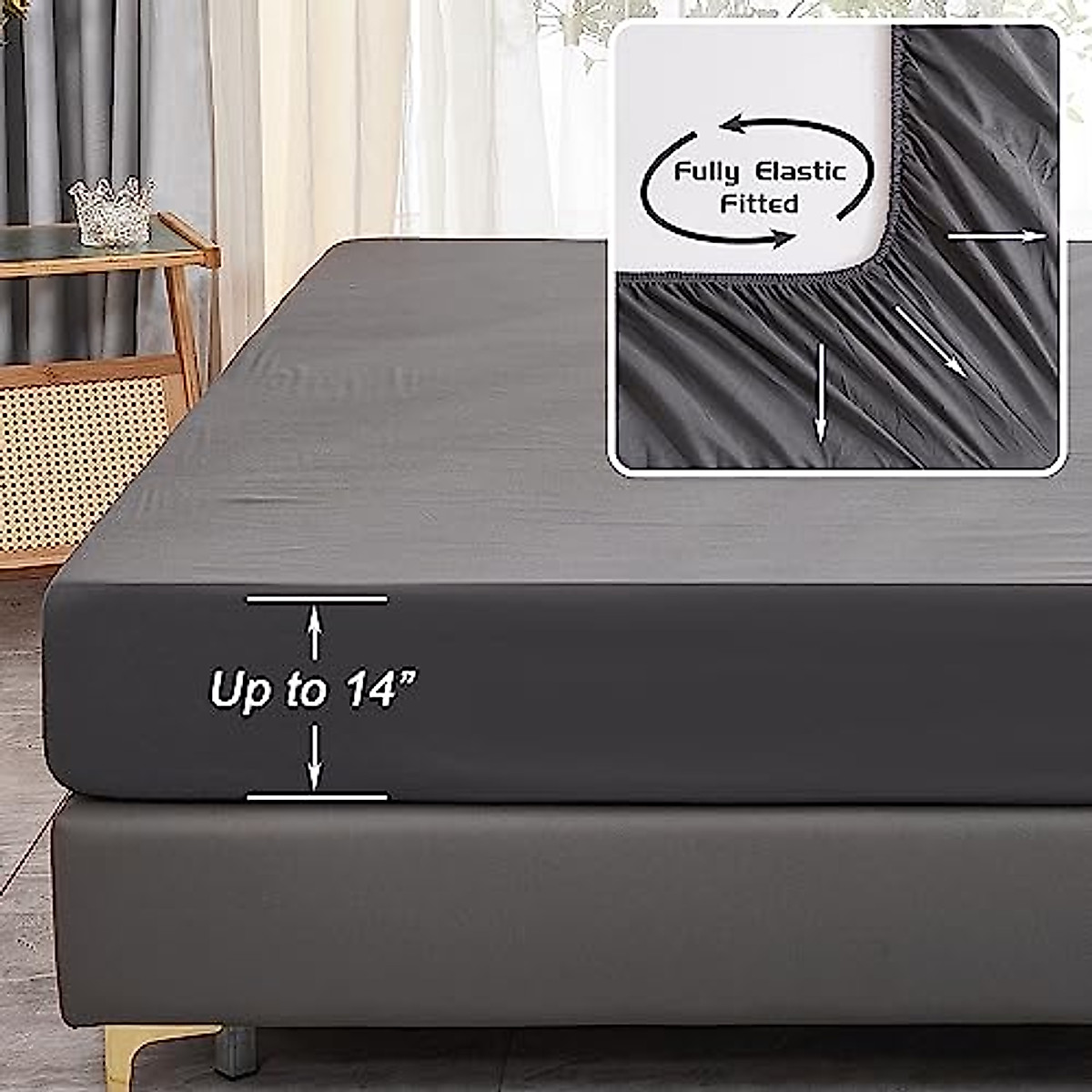 AveLom Dark Grey Comforter Queen Size Set with Sheets - 7 Pieces Bed in a Bag Seersucker Complete Bedding Set, All Season Lightweight Bed Set with Comforter, Sheets, Pillowcases & Shams