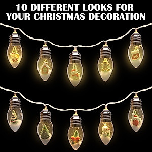 Hungdao Christmas Snow Globe String 7 ft Lights Christmas Tree Bubble Lights with 10 LED Clear Bulbs Battery Operated Snow Globe Lights Christmas Decoration for Garden Decor Party Indoor Outdoor Home