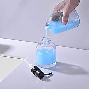 EKRTE Clear Glass Soap Dispenser, Hand Soap Dispenser with 304 Stainless Steel Soap Dispenser Pump, Matte Black Liquid Lotion Soap Dispenser Soap Dispenser for Kitchen Sink and Bathroom