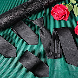 Xinnun 4 Pieces Zipper Ties for Men Adjustable Men's Neckties Zip on Tie for Men Zipper Skinny Necktie Clip on Slim Tie(Black)