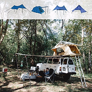 KOMCLUB Telescoping Tarp Poles Adjustable Tent Poles for Tarp Heavy-Duty Design Portable & Lightweight Fiberglass Tent Poles for Shelter Camping Awning 4 Sections Adjustable to 98.51 in(Set of 2)