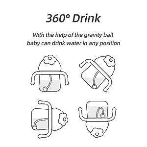 Piifur Weighted Straw Sippy Cup with Strap, Spill Proof Sippy Cups for Baby 2 Year Old, Trainer Cup for Toddlers, 10oz/300ml, Pink