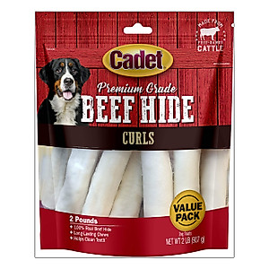 Cadet Premium Grade Beef Hide for Dogs, Long Lasting Rawhide Chips, Single Ingedient Dog Chews, Beef Hide Flavor (2 Pound)