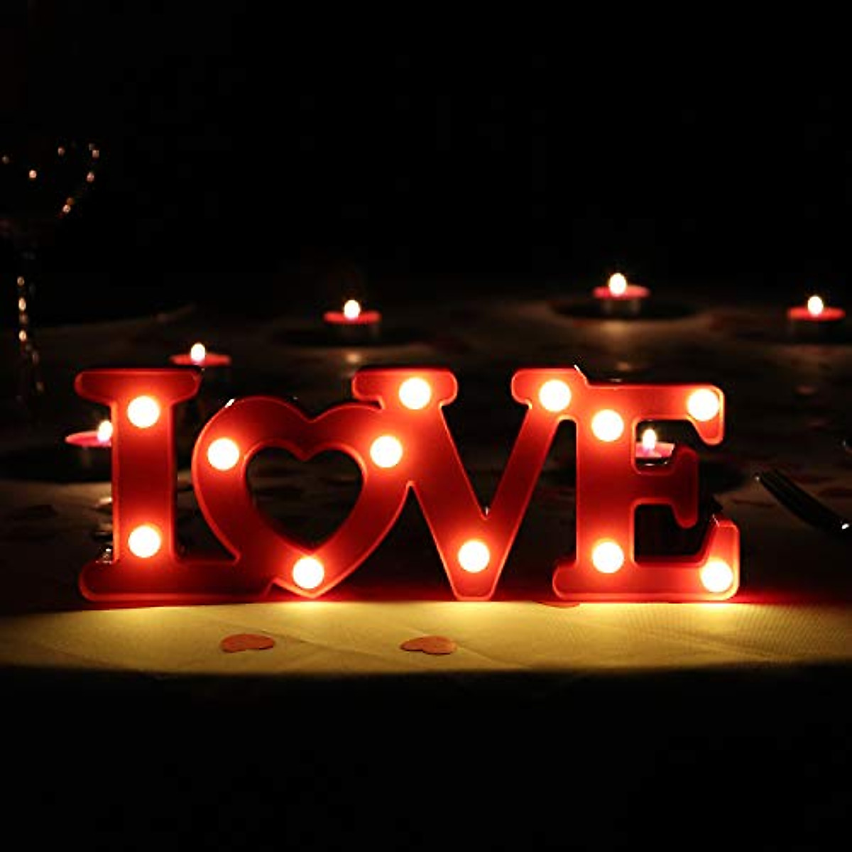 Cheerin Love Sign Decoration – Table Top Decor for Valentines Day – Wedding Decorations – Marquee Light Up Signs – Anniversary Engagement Proposal Party Favor (Red)
