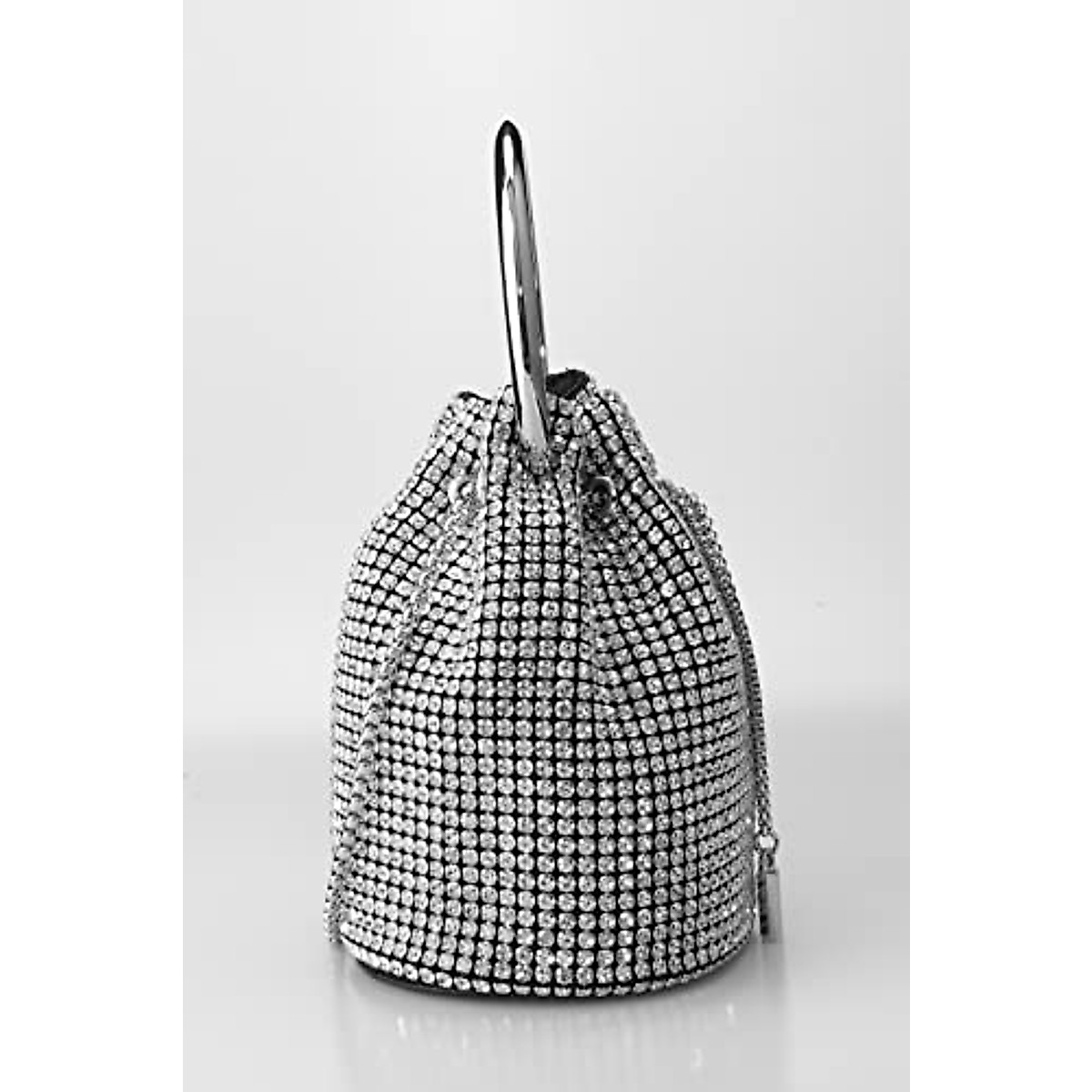 Rhinestone Purs for Women Clutch Purses Crystal Mini Top Handle Handbag Chain for Party(Buckle-Silver)