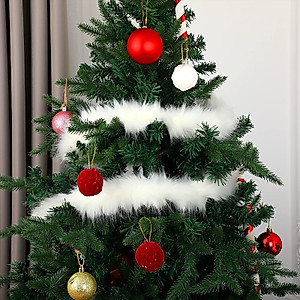 White Faux Fur Trim Ribbon Christmas Trimming Furry Ribbon Fur Garland Trim for Christmas Tree Garlands Party Decor Holiday Santa Costume DIY (1.18 Inch x 9.84 Yards)(3.9 Inch x 11.5 Feet)