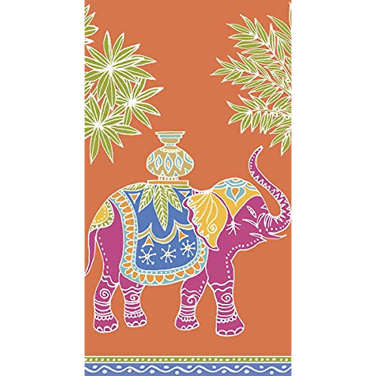 Caspari Disposable Hand Towels, Decorative Paper Guest Towels for Bathroom or Paper Napkins Dinner Napkins Safari Jungle Royal Elephant Orange Pak 30