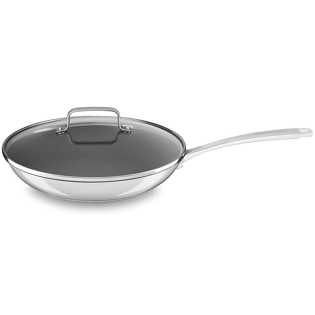 KitchenAid Stainless Steel 12" Nonstick Skillet Fry Pan with lid Dishwasher Induction Safe