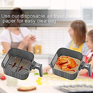 200pcs Square 8.5 inch air fryer parchment paper liners,perforated parchment paper for air fryer,ovens & microwaves or 8-9 inches bamboo or metal steamers. (Yellow - 200Pcs)