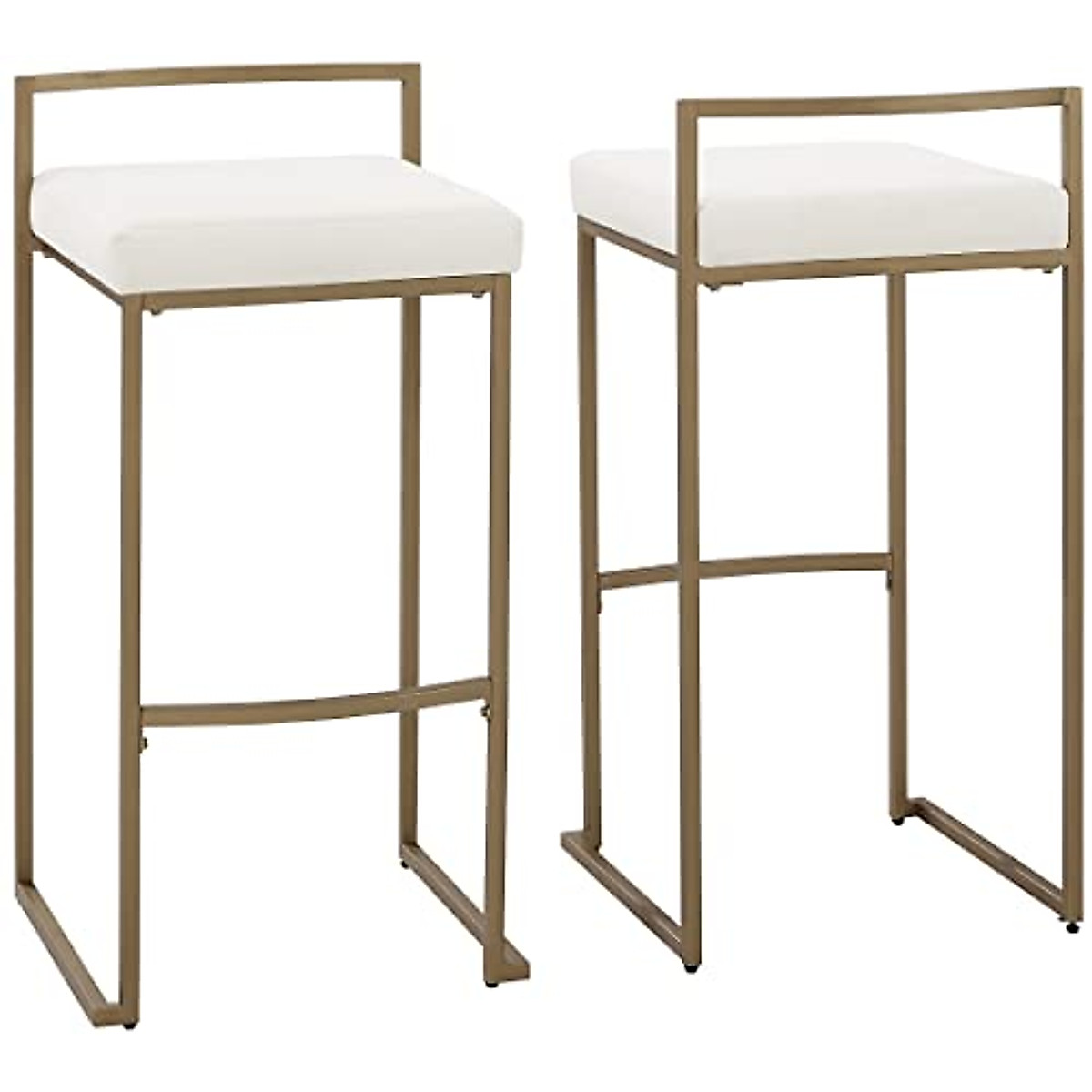 Crosley Furniture Harlowe Bar Stool, Set of 2, Creme and Gold