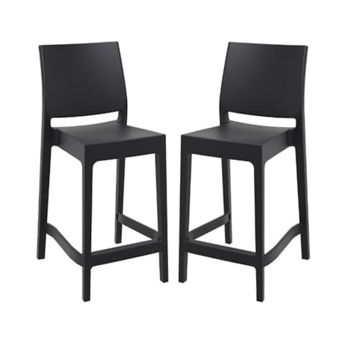 Home Square Resin 25.6" Counter Stool in Black - Set of 2